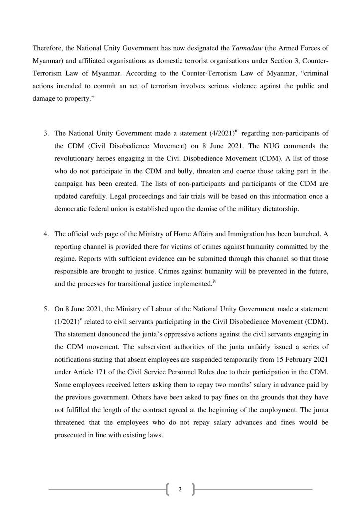 National Unity Government Press Release (4/2021) - Progressive Voice